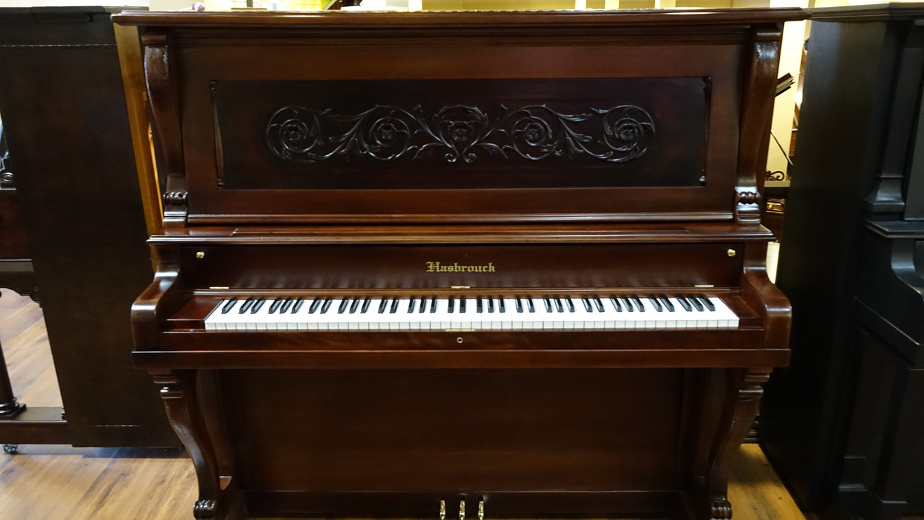 SOLD 1914 Hasbrouck 57" Upright Piano - Brigham Larson Pianos